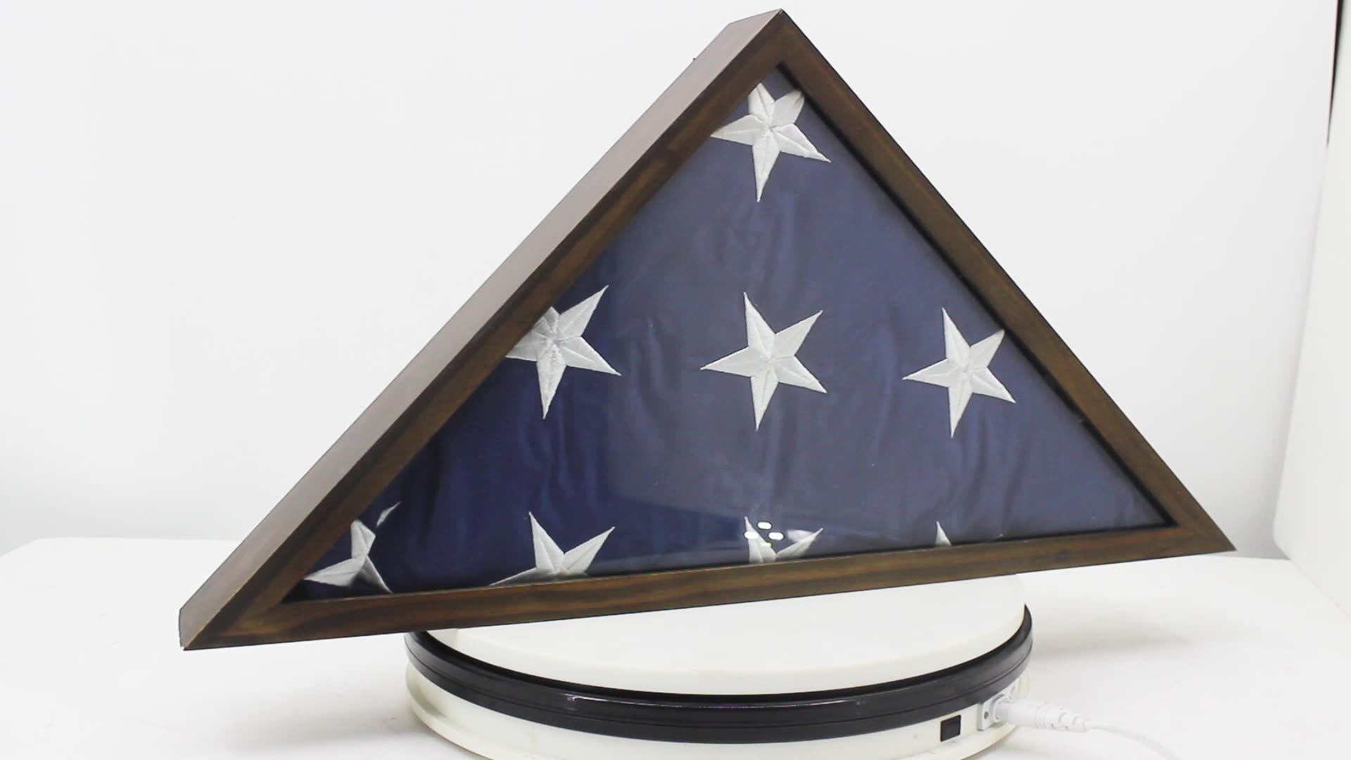 Solid Wood Flag Display Case Triangular Flag Display Case Fits 5 * 9.5 Inches Veterans Wooden ...