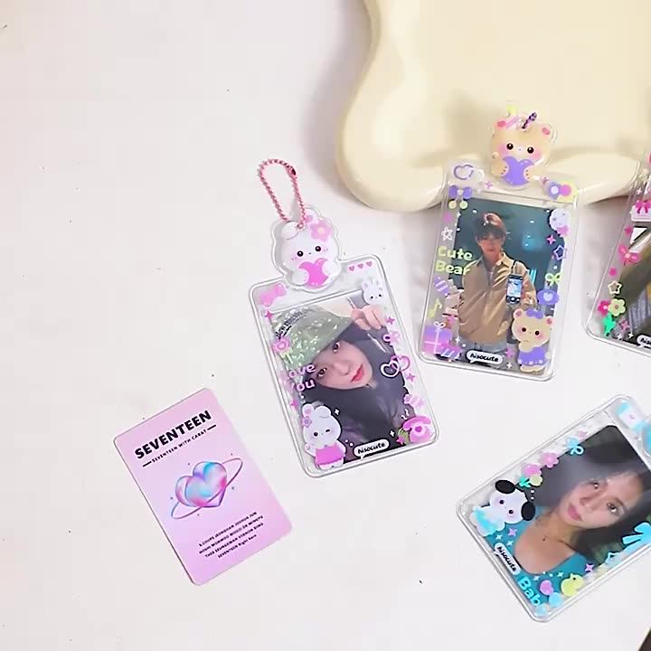 Low Moq Clear Pvc Custom Star Photo Card Holders Keychain Kpop ...