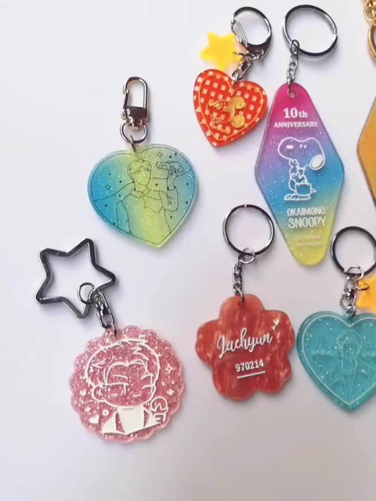 Retro Vintage Glitter Acrylic Charm Pendant Custom Engraved Printing ...