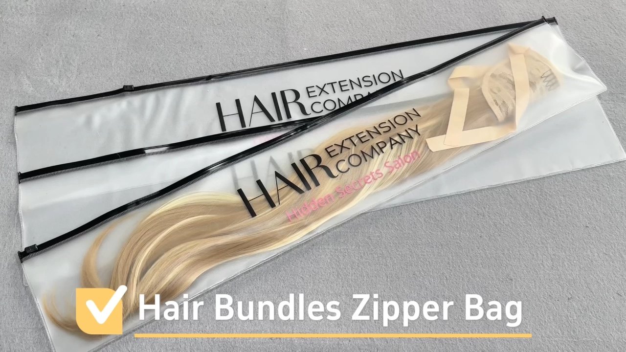 Luxury Custom Long Hair Extensions Packaging Bag Brand Logo Wig Zip Bag ...