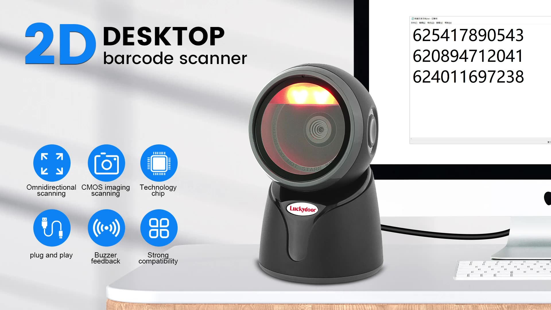 1d 2d Code Auto-sensor Continuous Scan Desktop Barcode Qr Code Scanner ...