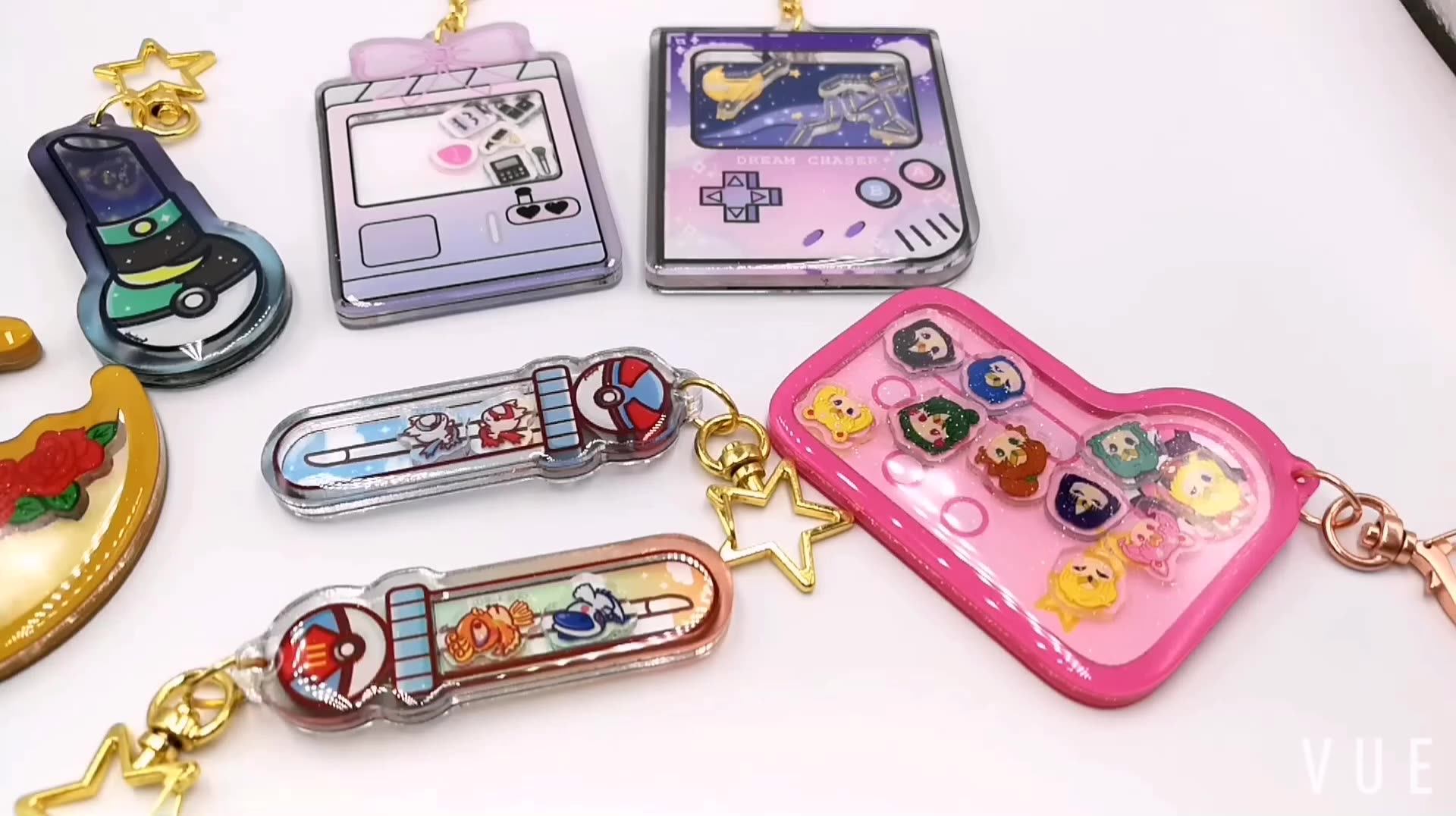 Custom Design Shaking Charm Anime Acrylic Keychain With Small Shaker ...