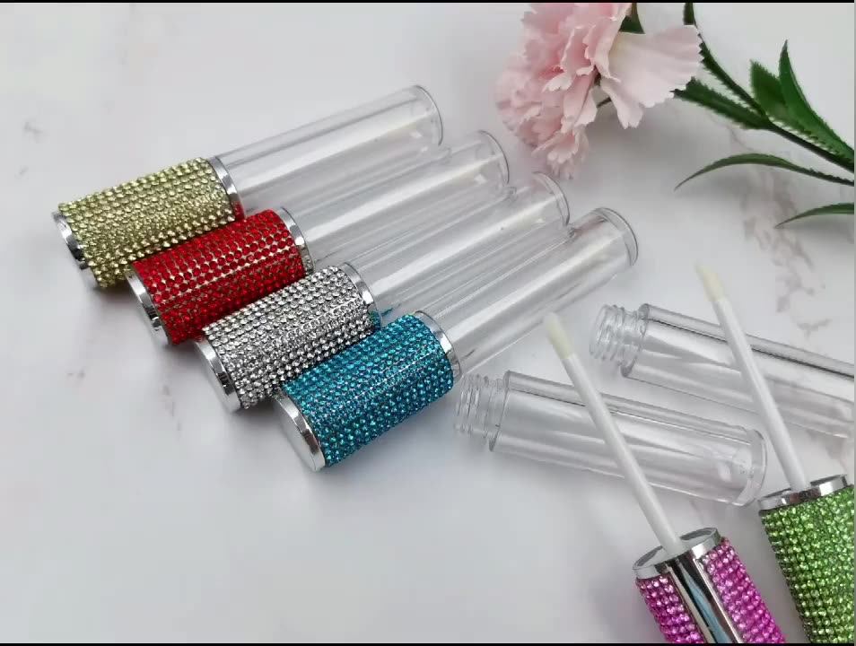 Luxury Round Plastic Tubes With Rhinestone Wholesale Lip Gloss Tubes ...