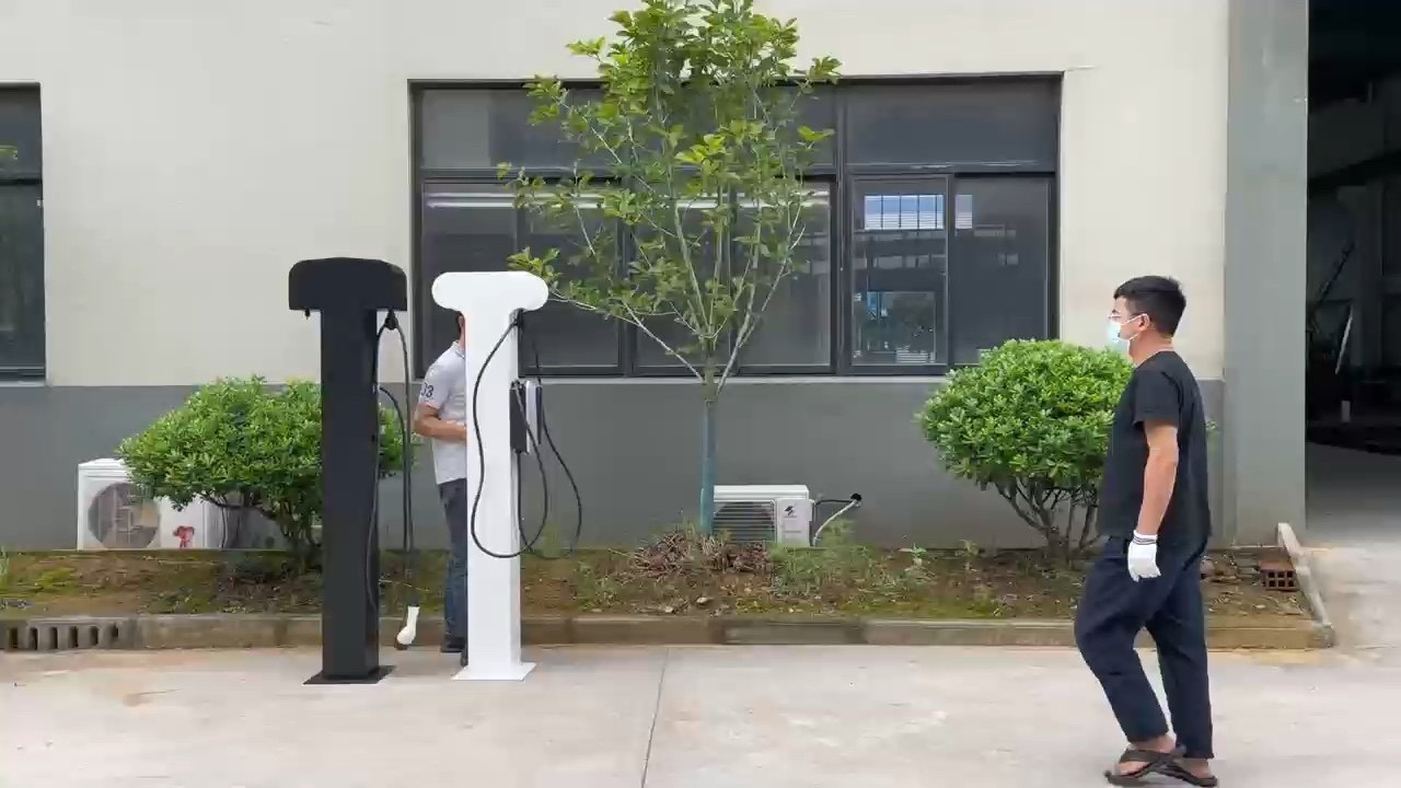 L2 Evse Ev Charger Pedestal Built-in Cable Management Retractable ...