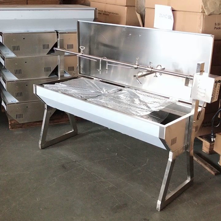 Strong Stainless Steel Charcoal Rotisserie Bbq Spit With Lid - Buy ...