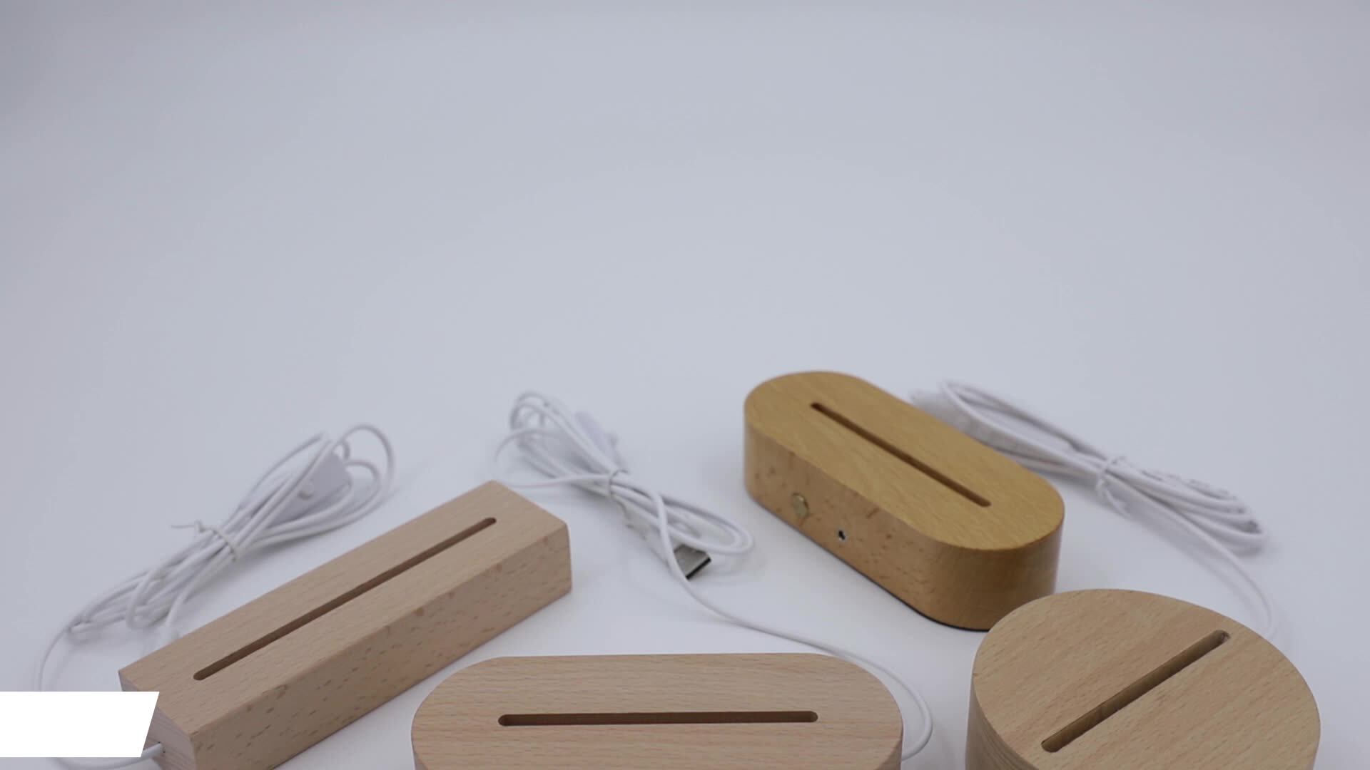 Wood Led Light Base Note Board Transparent Luminous 3d Night Light ...