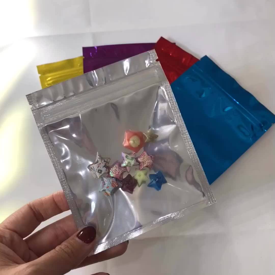 Front Transparent Back Black Colored Mylar Foil Mini Ziplock Bags 75 ...