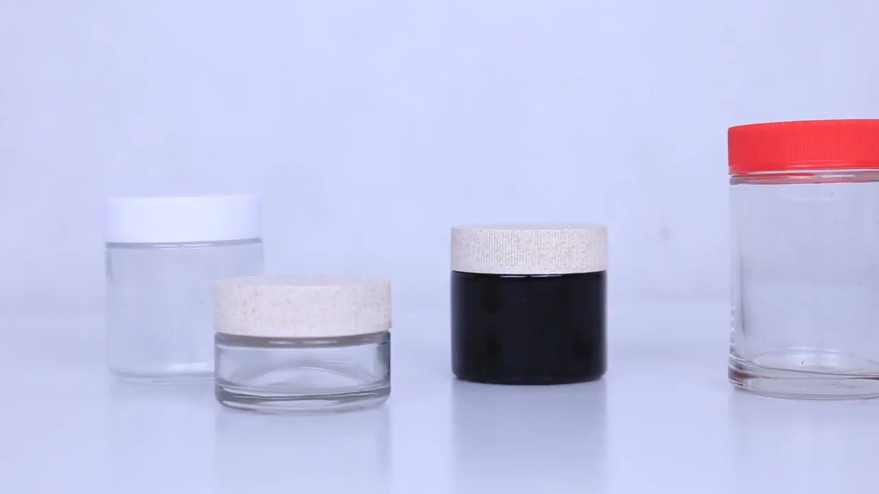 1oz 30g Child Proof Clear Glass Jar Plastic Cap Black Weed Jars 1 Gram ...