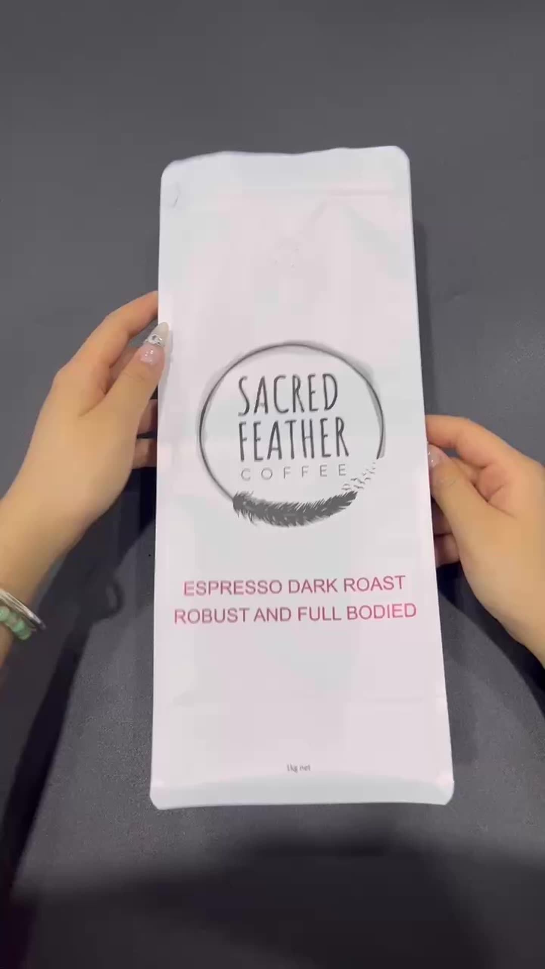 250g 500g 1kg Flat Bottom Coffee Pouch Custom Empty Coffee Bags Custom ...