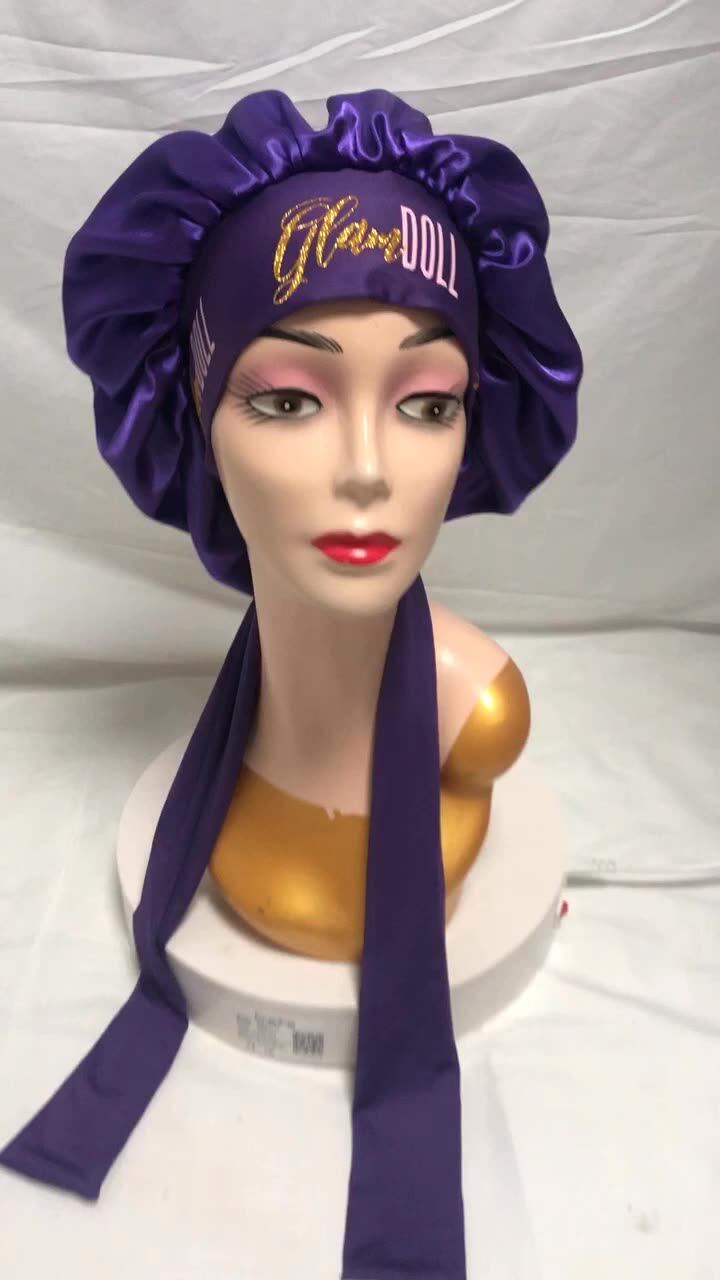 Hot Sale Adjustable Designer Hair Bonnets Satin Braid Hair Bonnet ...