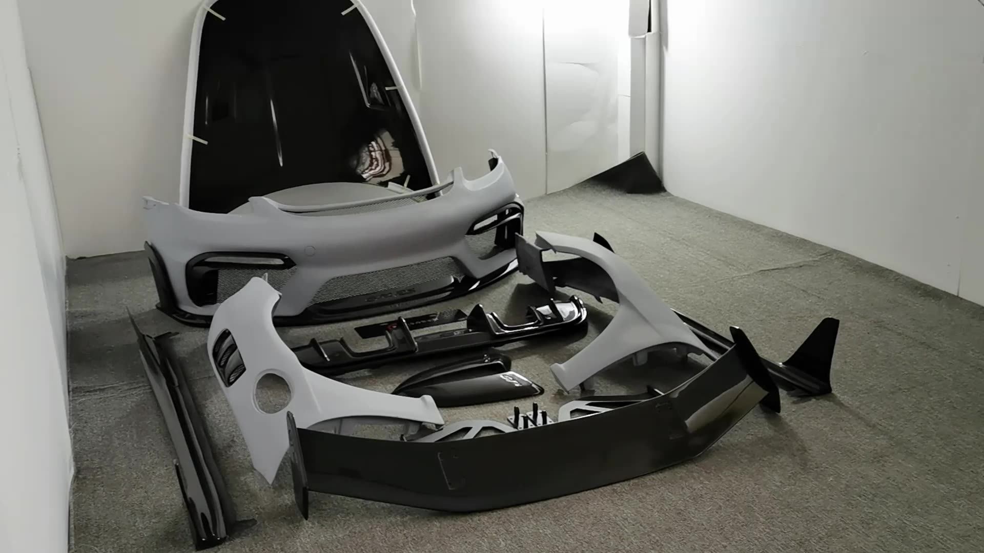 Gt4rs Body Kit Half Carbon Fiber Front Bumper Side Skirt Diffuser Hood ...