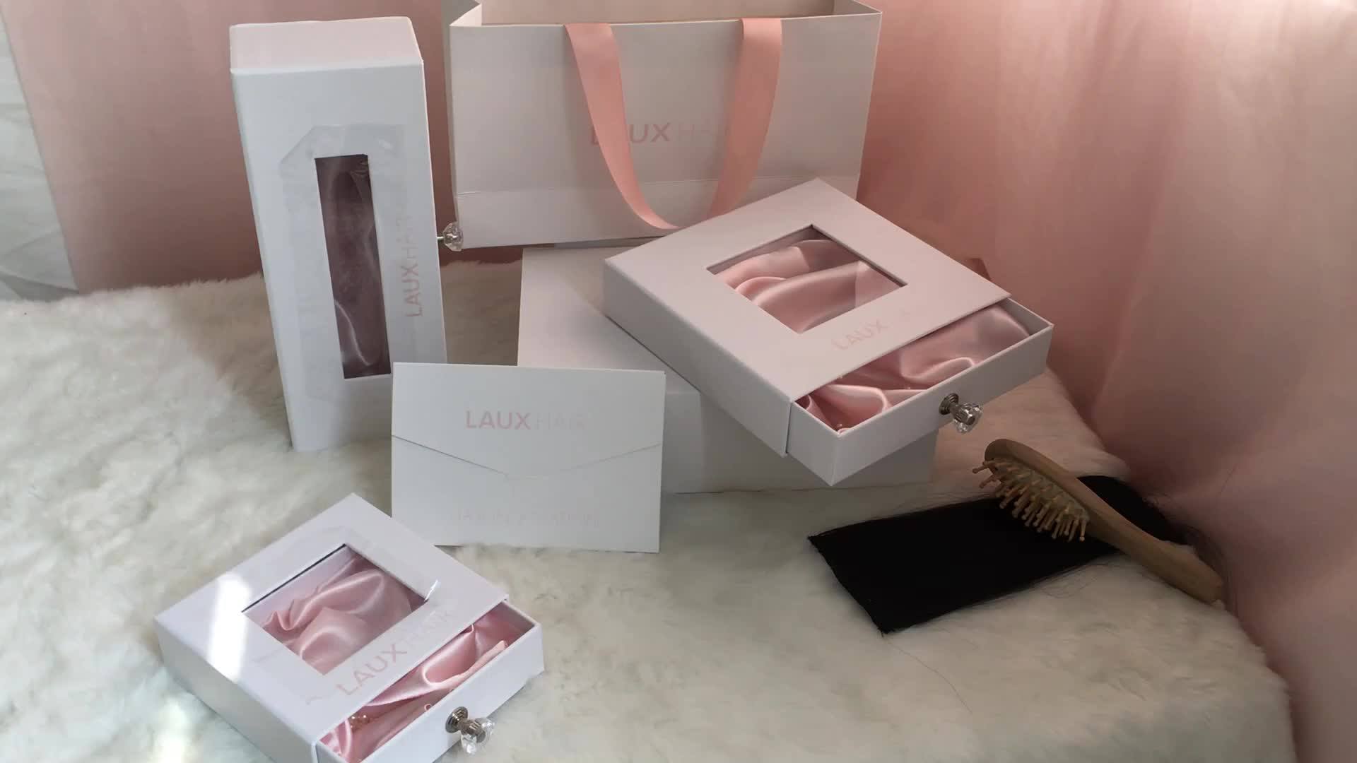 Luxury Design Pink Wig Box Custom Logo Virgin Hair Packaging Paper ...