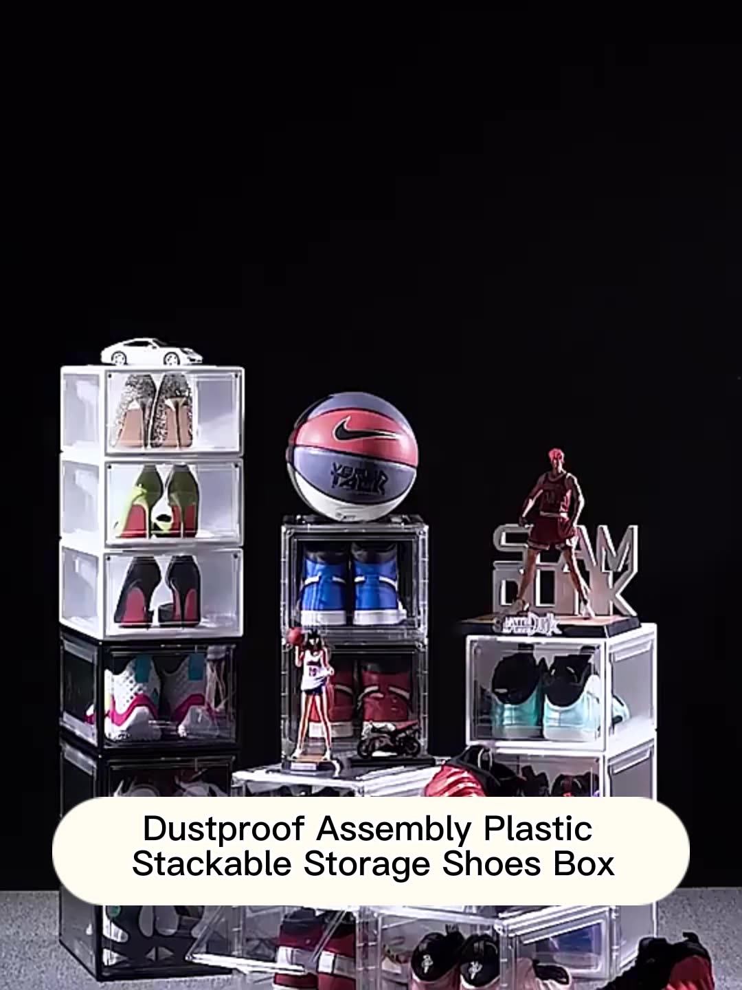 Clear Plastic Rack Transparent Acrylic Container Cabinet Shoe Storage ...