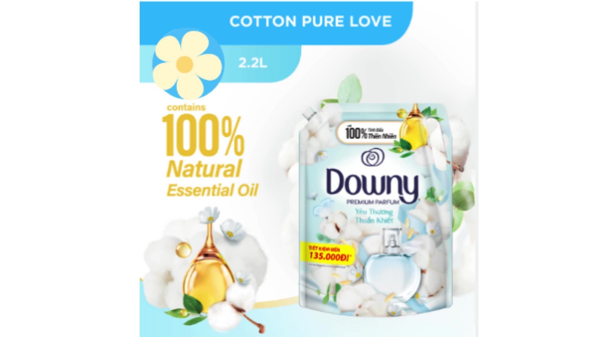 Downy Fabric Softener Premium Perfumn Pure Love 2.2l Fresh Scent For ...