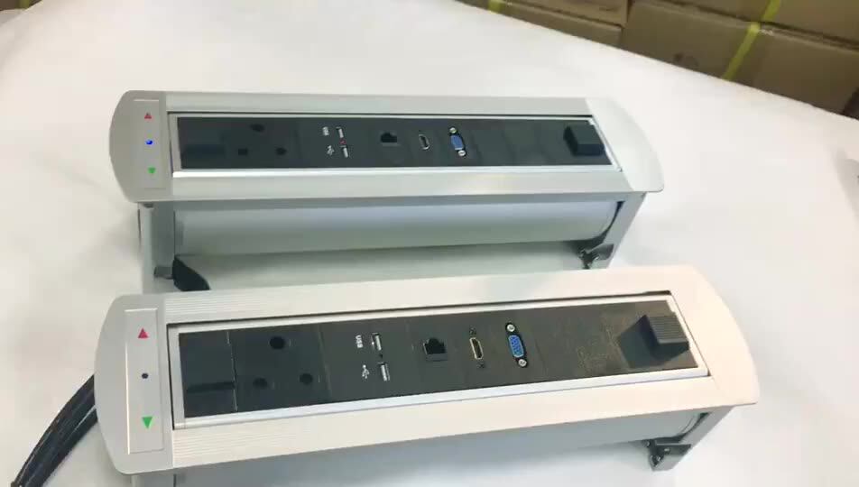 Conference Tabletop Hidden Desk Electric Rotating Power Outlet Box ...