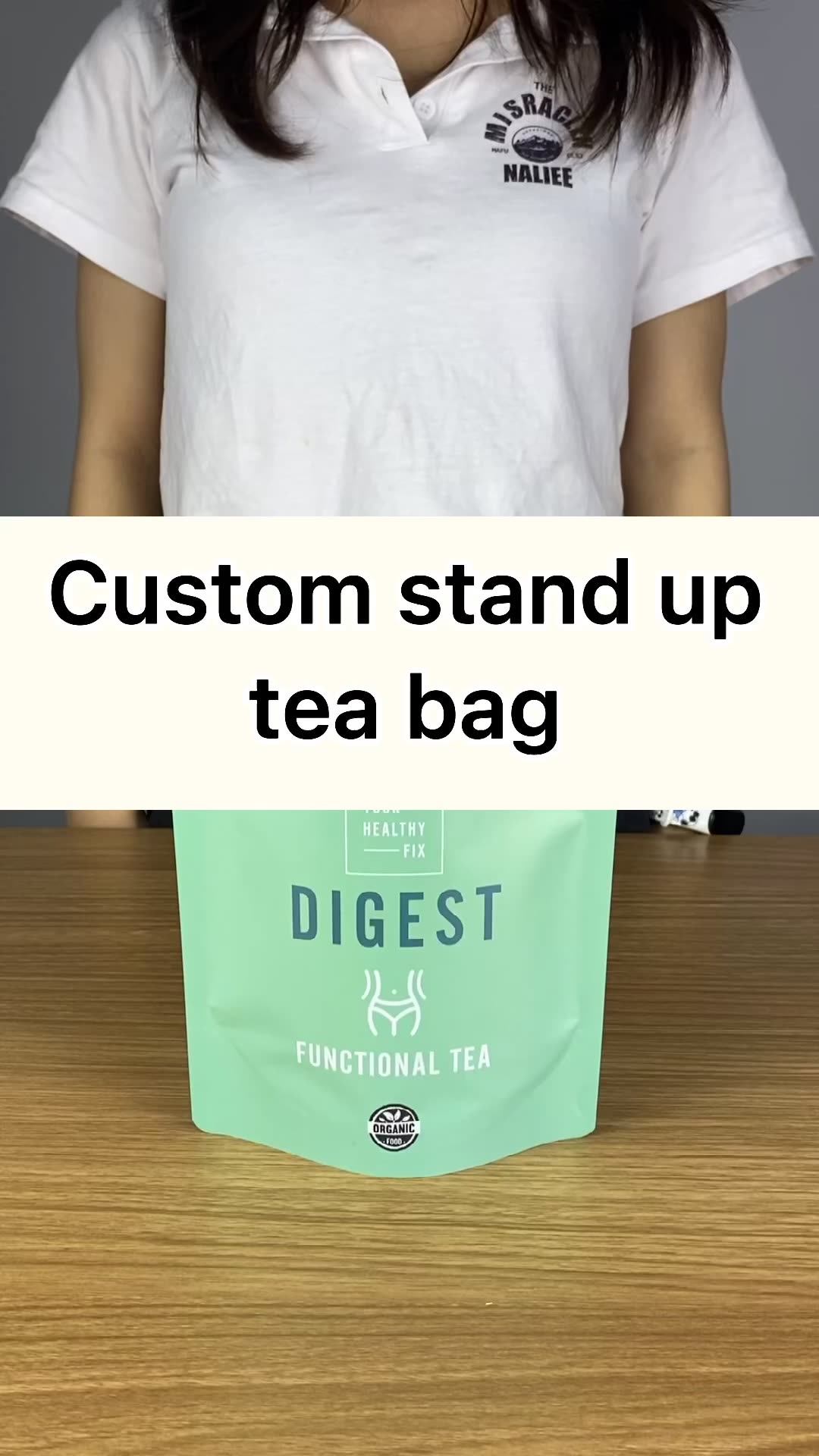 Custom Printed 100g 150g Empty Tea Packing Tea Snack Foil Lined Stand ...