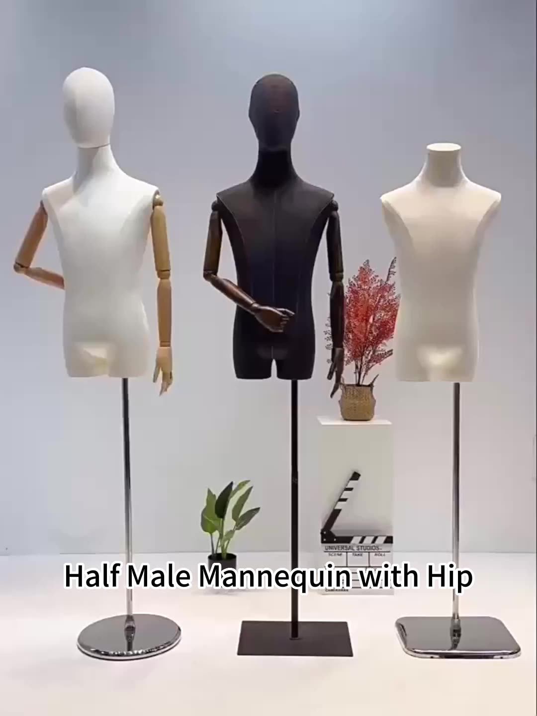 Adjustable Wooden Arms Rotating Metal Base Mannequin Man Torso Male ...