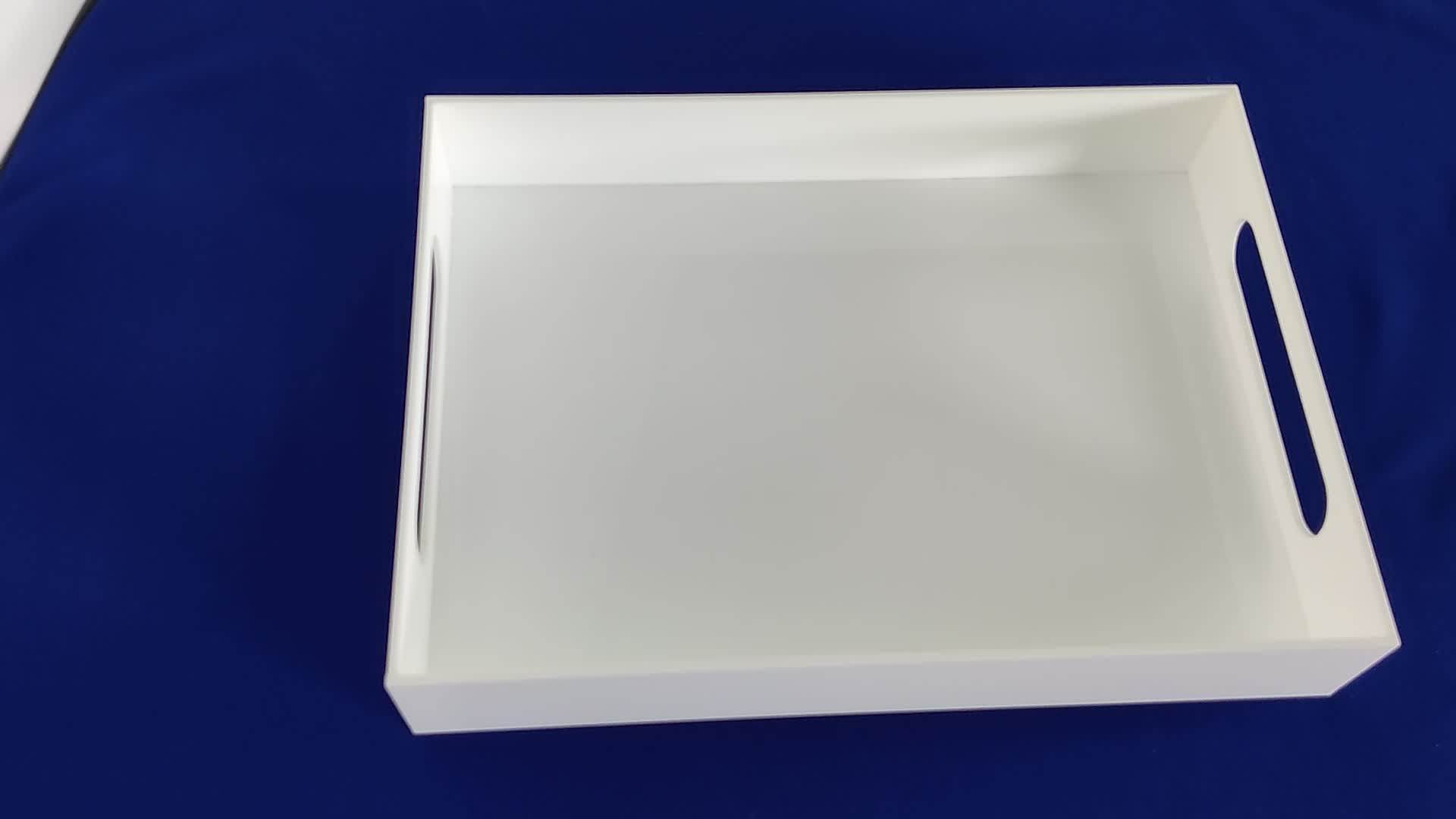 White Acrylic Serving Tray For Coffee Table Rectangle Acrylic Serving ...