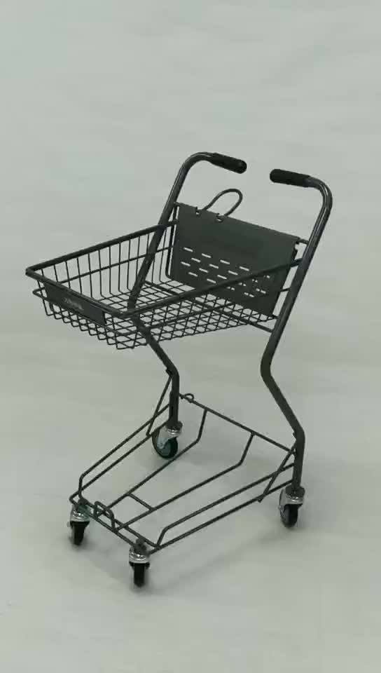 Japanese Styles Metal Push Shopping Basket Trolley Cart With Wheels ...