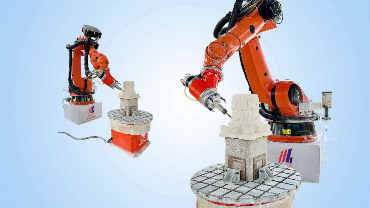 Hualong Machinery Kuka Robotic Arm Granite Engraving Machine 3d Stone ...