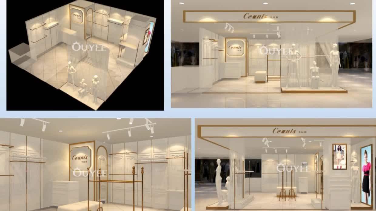 High End Clothes Display Furniture Retail Custom Ladies Brass Clothing ...