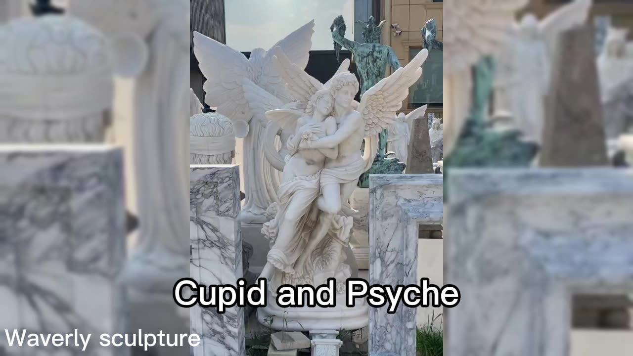 Hand Carved Angel Sculpture White Marble Cupid Statue Life Size Marble ...