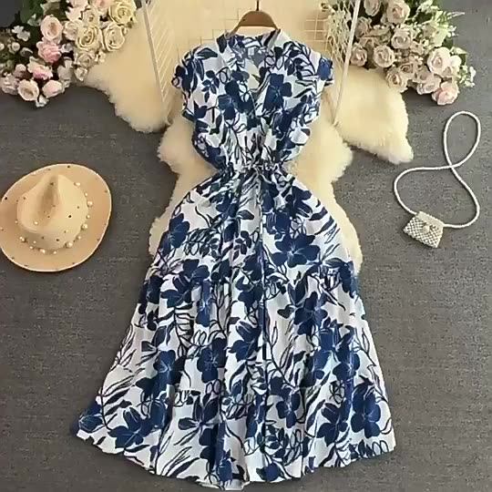 Fashion Ladies Long Summer One-shoulder Floral Dress Women Clothing ...