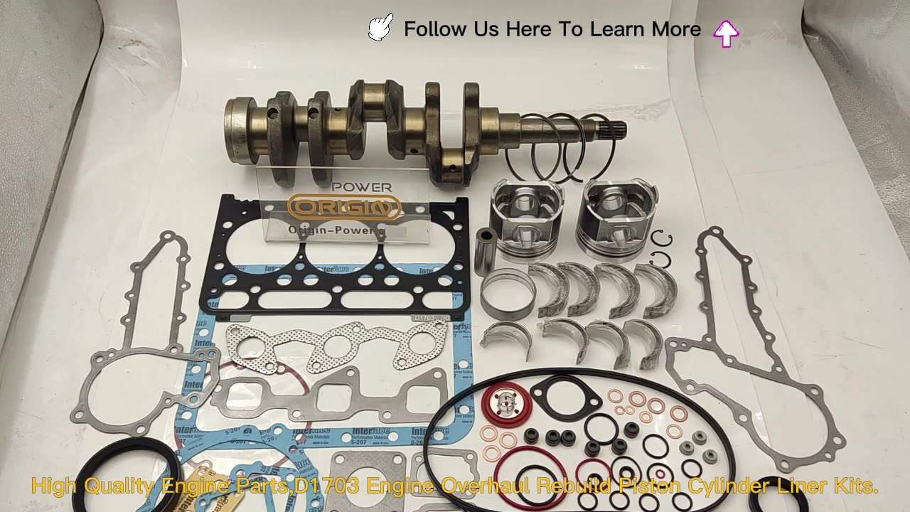 Kubota D1703 Piston Liner Kit Engine Overhaul Kit 1g790-21110 15471-35013 Crankshaft Engine ...