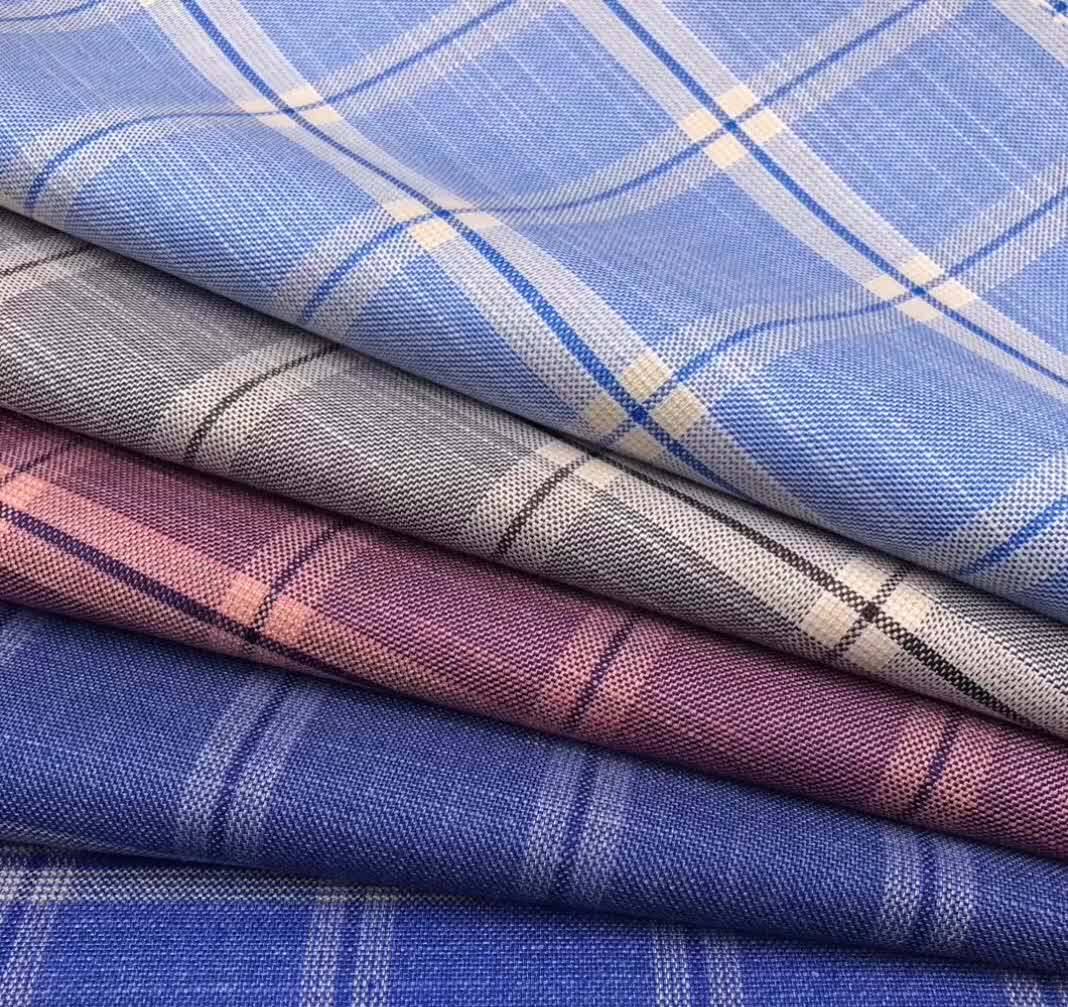 New Microfiber 90%polyester 10%rayon Material Red Blue Color Plaid ...