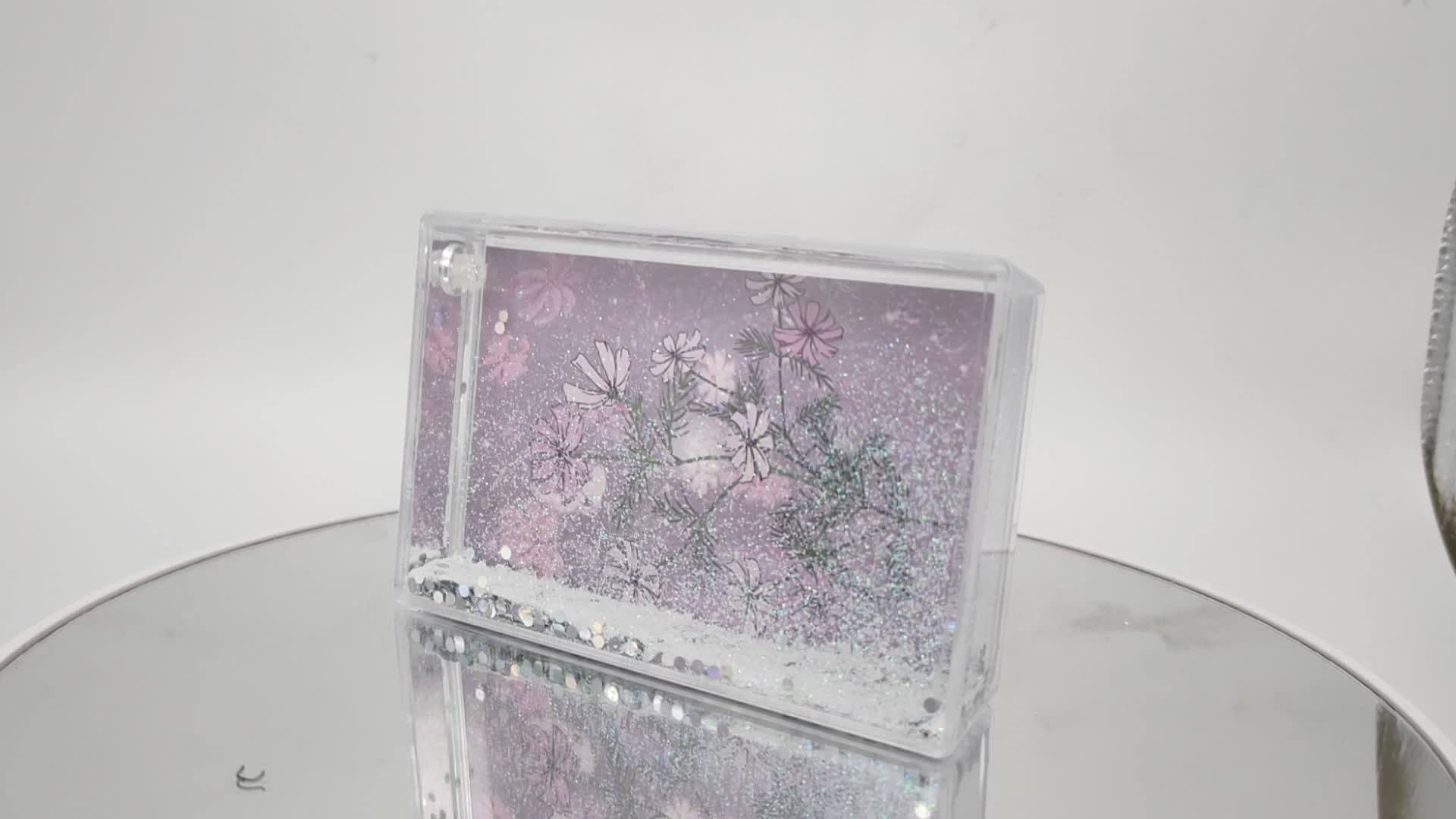 Hot Sale Custom Clear Acrylic Rectangle Mini 2x3 Inch Snow Globe Water ...
