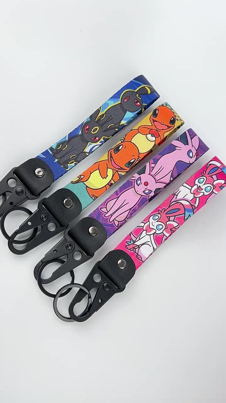 Genshin Impact Nylon Webbing Lanyard Carabiner Short Wrist Keychain ...