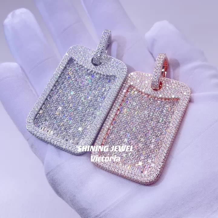 White Gold Rose Gold Hip Hop Iced Out Vvs Moissanite Diamond Baguette ...