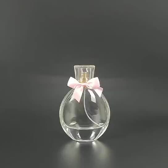Premium 100 Ml Botella De Perfume De Vidrio Transparente Con Lazo Rosa ...