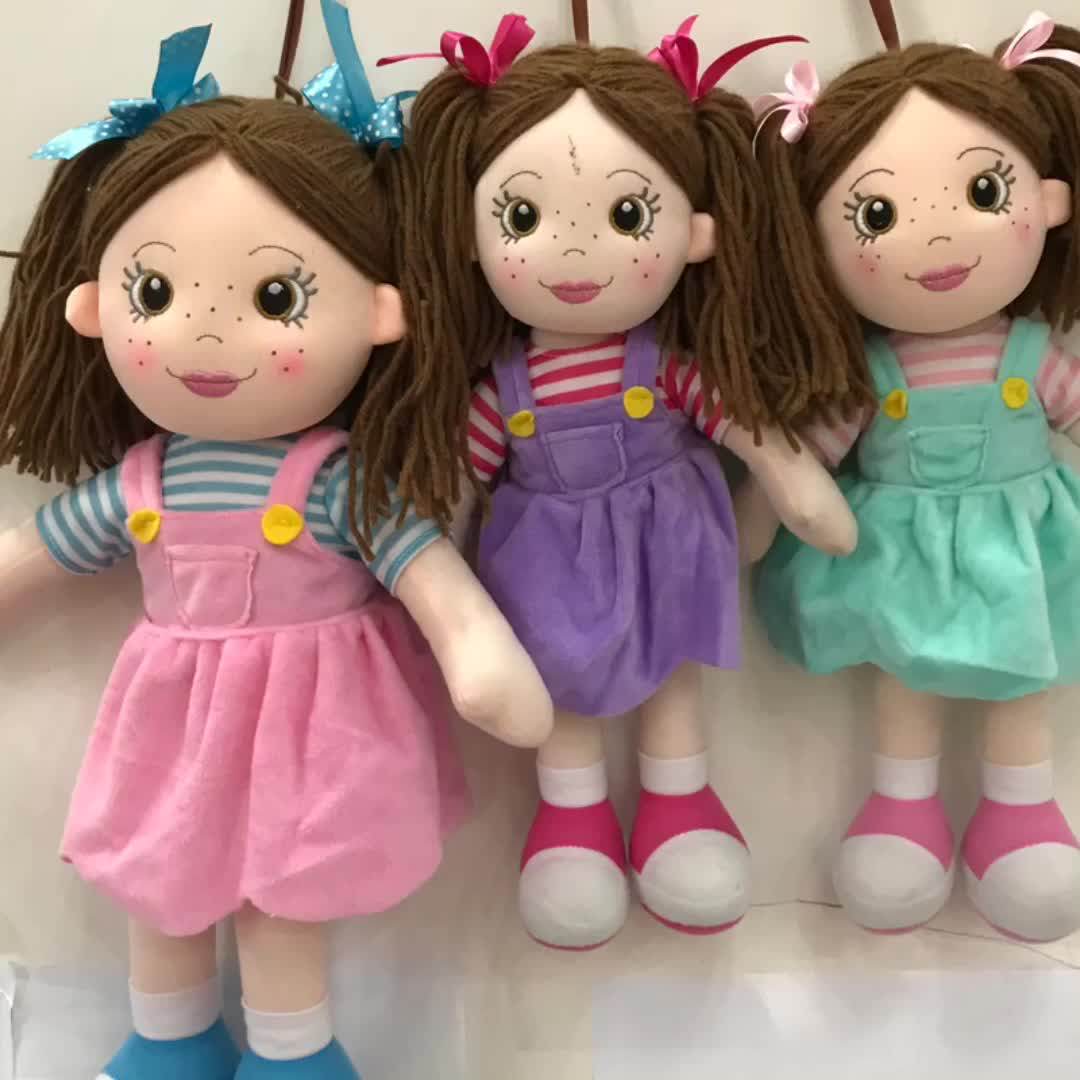Custom Fashion Lovely Stuffed Cloth Rag Doll Plush Girl Big Face Baby ...