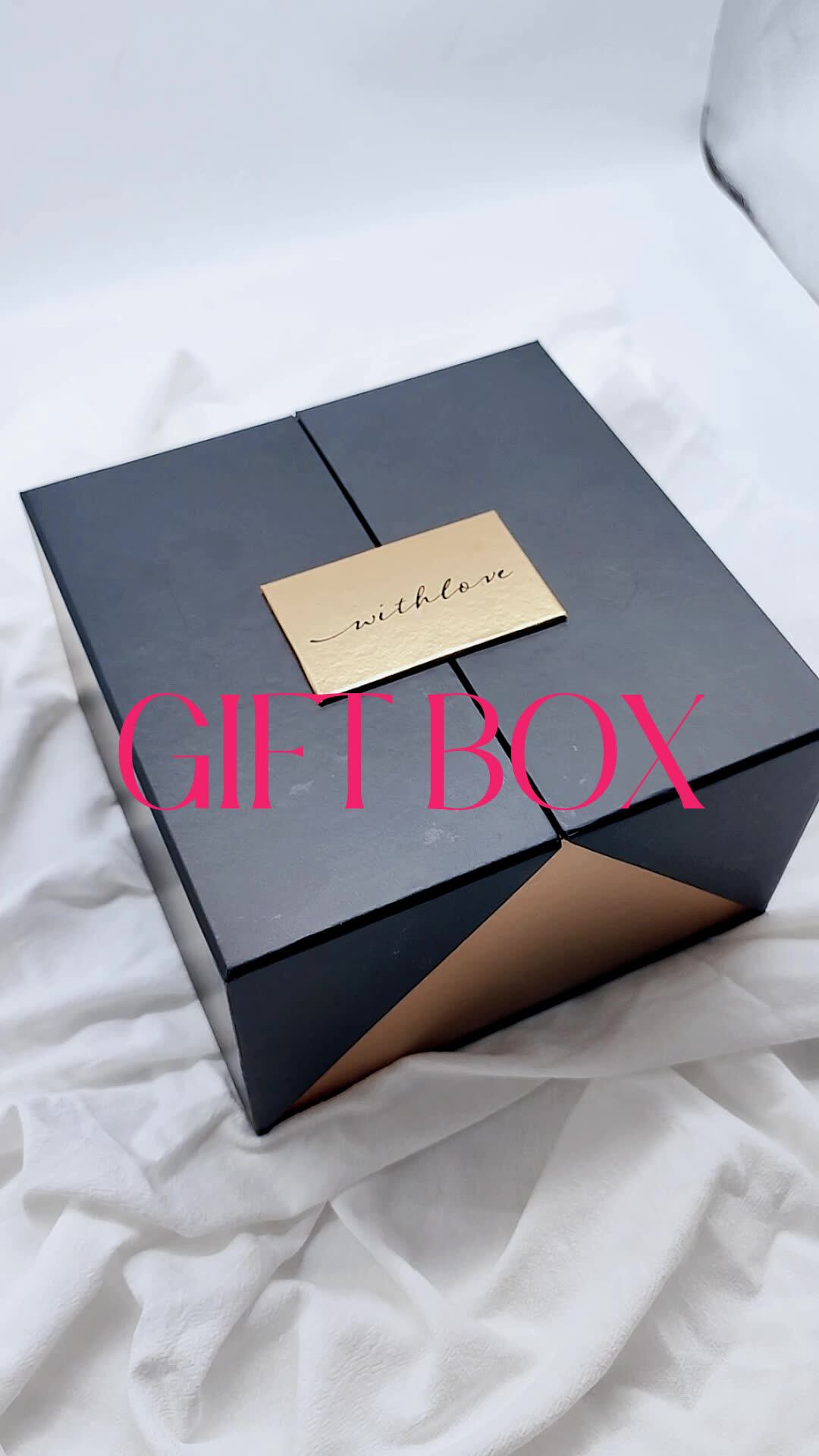 Customised Luxury Magnet Cardboard Paper Present Gift Black Gold Double ...