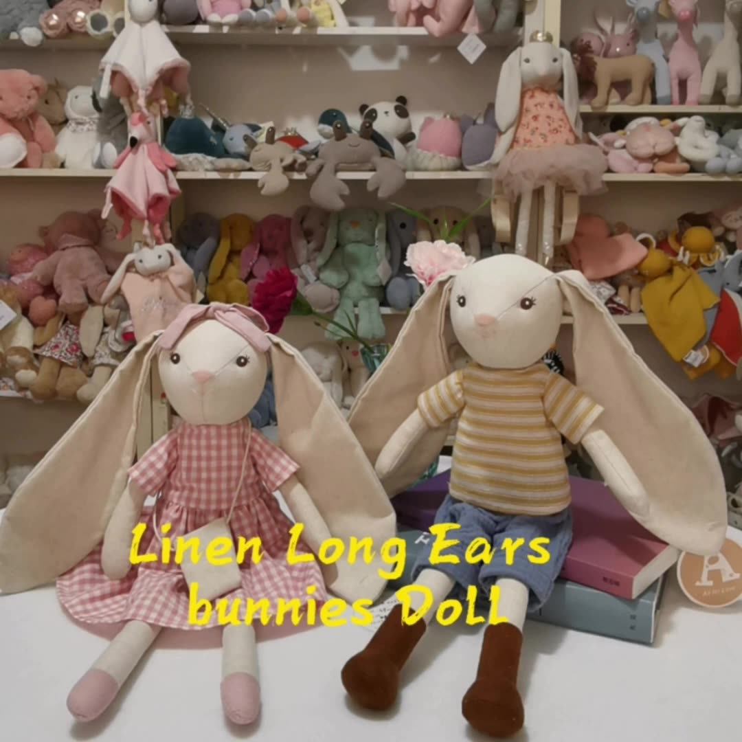 Soft Linen Long Ears Easter Bunny Doll Toy Oem Odm Plush Ballerina With ...