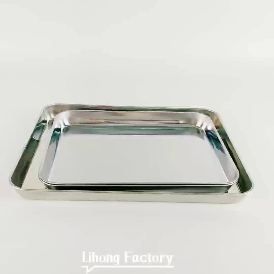 Food Grade Rectangle Stainless Steel 304 Hotel Mirror Bbq Tray Buffet ...