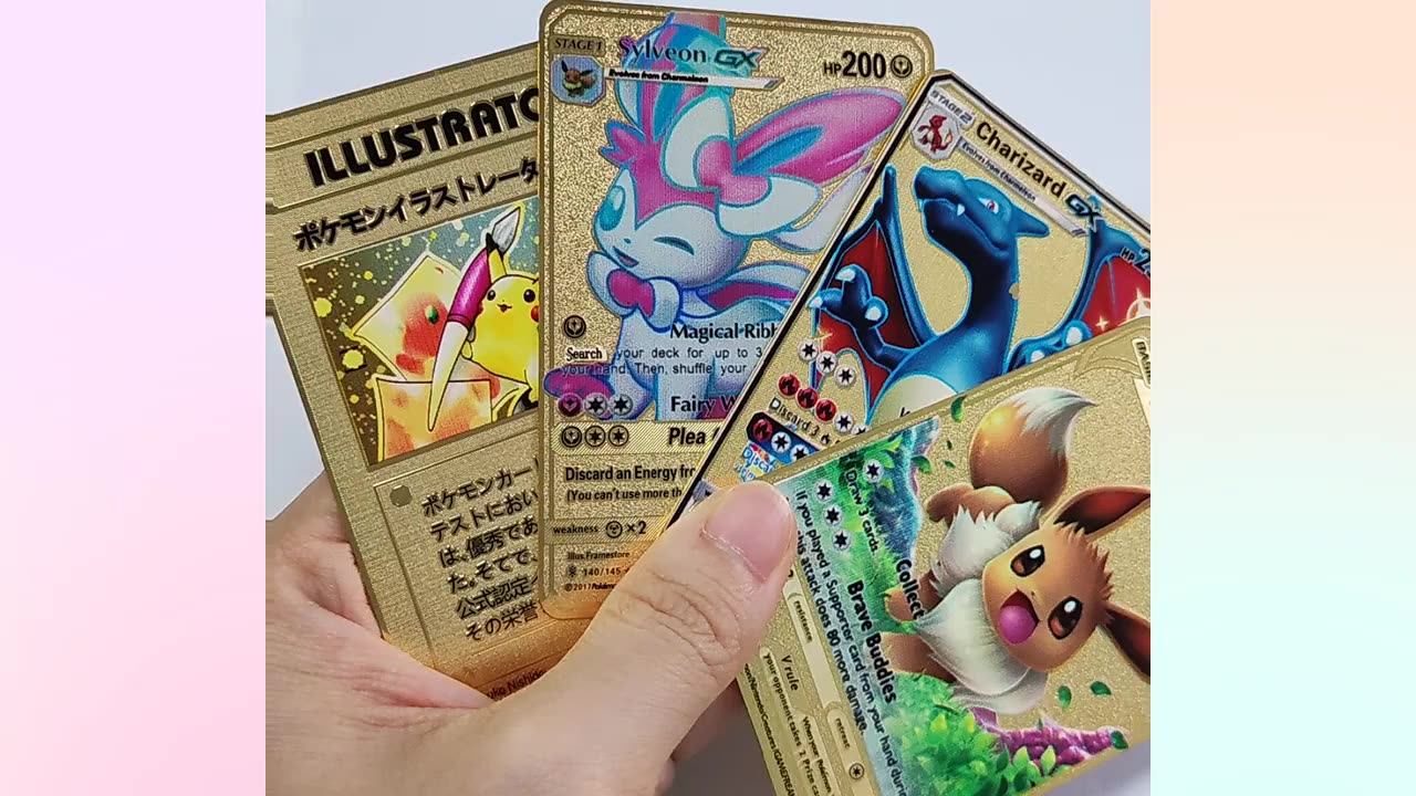 Rare Charizard,Pikachu Gold Black Metal Carte Poke Mon Card Original ...