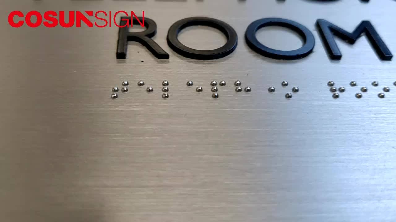 Brushed Aluminum Acrylic Number Room Braille Door Sign Plate - Buy ...