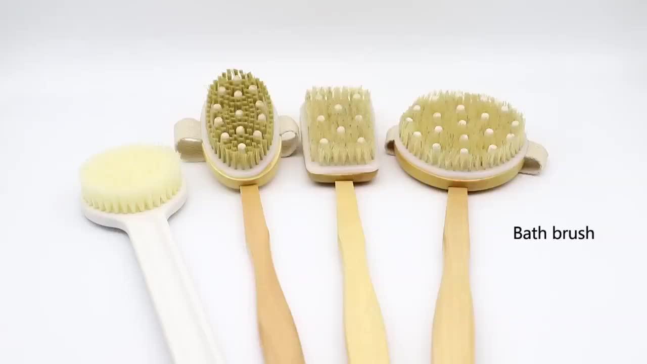 Long Wooden Handle Dry Or Wet Skin Shower Back Cleaning Exfoliator ...