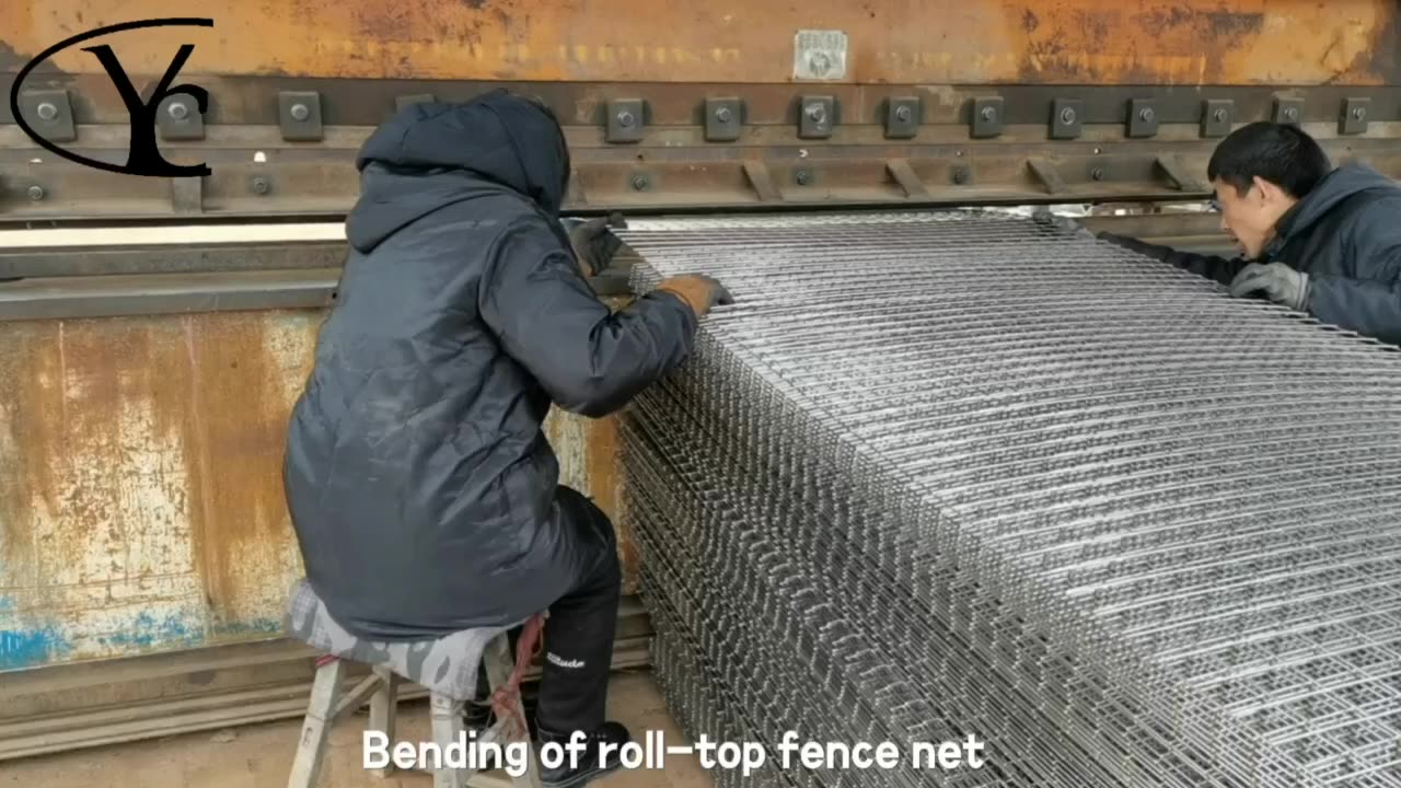 Powder Coated Galvanized Roll Top Triangle Bending Welded Iron Wire Mesh Brc Fence Panel Curved ...