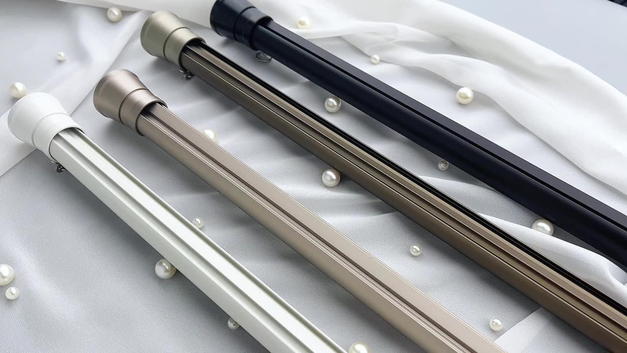 Modern Aluminum Curtain Pole Alloy Silent Design Roman Rod Double Track ...