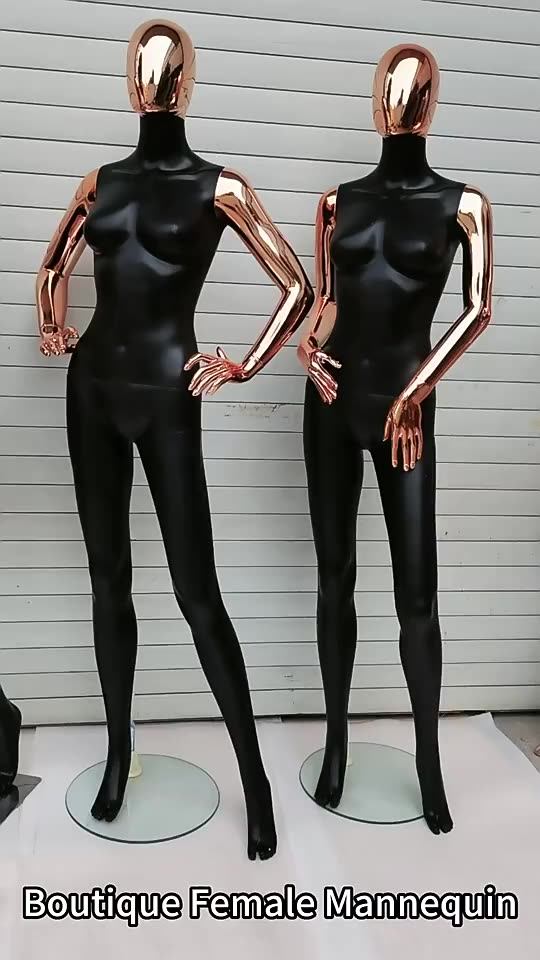 Boutique Window Lady Female Mannequins Gold Black Fiberglass Full-body ...