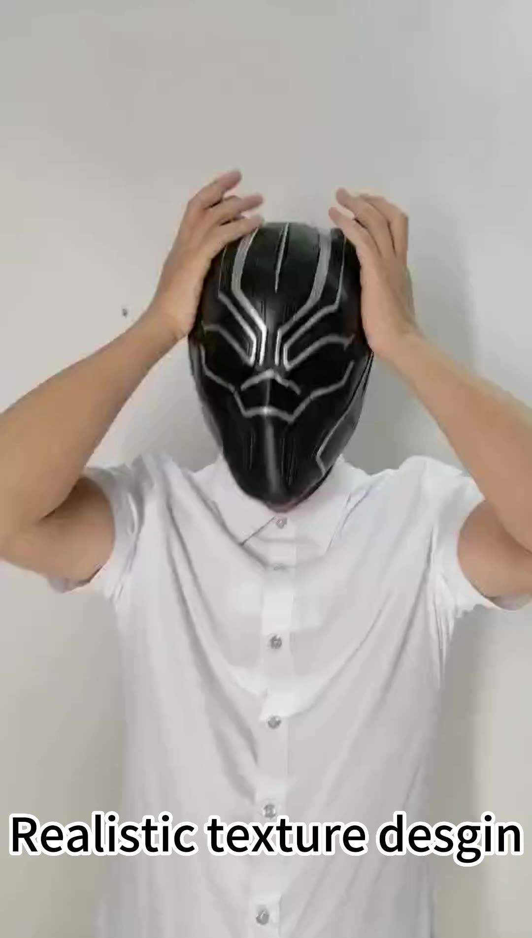 Black Panther Helmet Realistic Halloween Full Headdress Mask Superhero ...