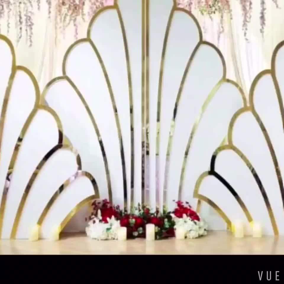 Romantic Golden Acrylic Lace Floral Backdrop For Wedding - Buy Lace ...