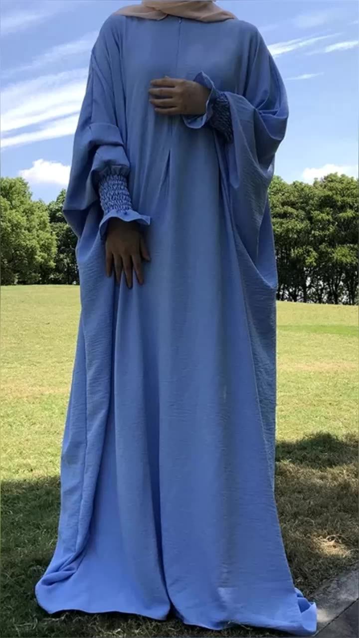 Islamic Clothing One Piece Full Length Elastic Wrists Frill Cuff Modest ...