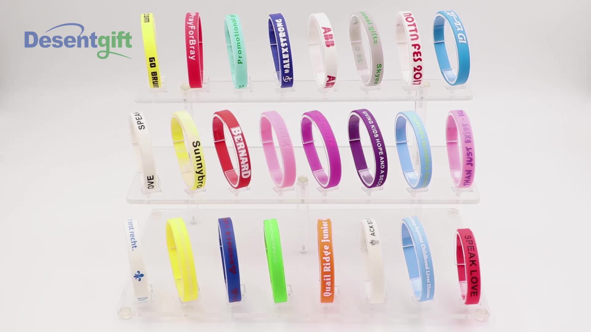 Custom Silicone Wristband Embossed Printed Letters Color Bracelet ...