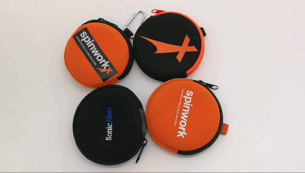 Custom Zipper Soft Small Round Wallet Purse Mini Circle Neoprene Coin ...