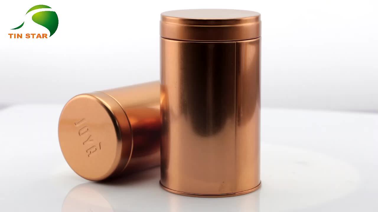 Wholesale Custom Golden Cylinder Metal Canister Can Packaging Tea Tin ...