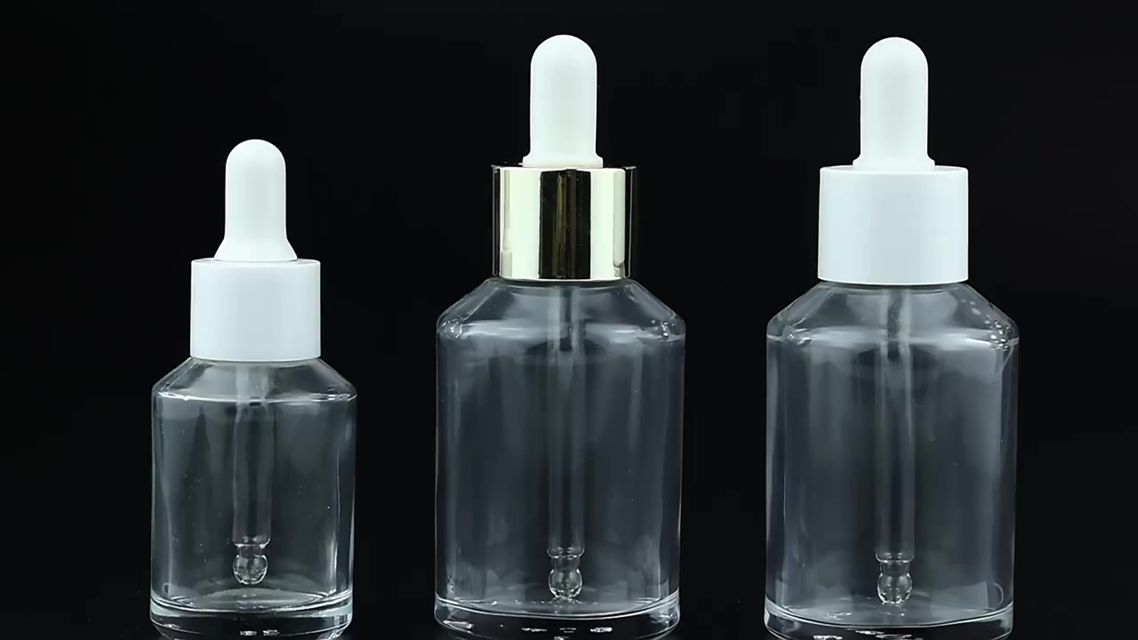 Custom Luxury 1oz 2oz 30ml 60ml Clear Glass Serum Dropper Essential Oil Glass Dropper Bottle ...
